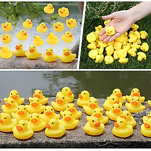N/C GTANG Mini Rubber Ducky Float Duck Baby Bath Toy Birthday Party Favors Decorations Baby Showerfor Kids Celebrate The Joy of The Children (50 Pack),Yellow,1.4x1.2x1.1