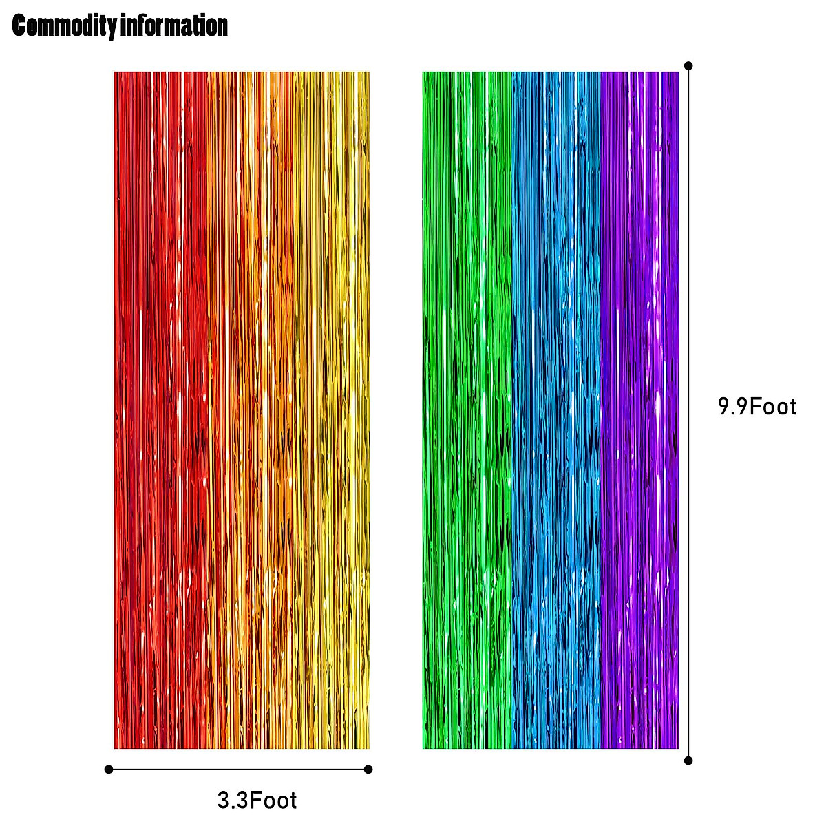 CANREVEL 2 Pack 3.3x8.2 Feet Rainbow Foil Fringe Backdrop Curtains, Tinsel Streamers Birthday Party Decorations, Photo Booth Props Backdrop for Wedding Engagement Bridal Shower Unicorn