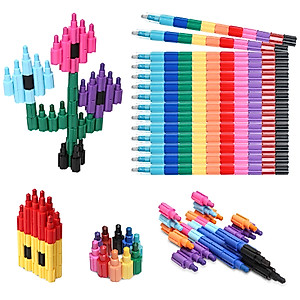 Ratatoys Stacking Crayons, 15 pc Set, Buildable and Stackable for Drawing, Coloring, or Arts and Crafts, Large Preschool Friendly Connect Pieces, Party Favor and Classroom Fun