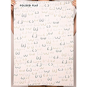 CENTRAL 23 Bridal Shower Wrapping Paper - Birthday Wrapping Paper For Women Girlfriend - 6 Sheets Of Pink Gift Wrap - Pastel Boob Print - Valentines Day Gift Wrap For Her, Wife