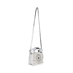 Betsey Johnson Party Line Rhinestone Phone Bag, Silver