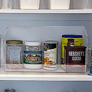 Emeril Lagasse Stackable Plastic Food Storage Organizer Bin Basket with Open Front for Household Kitchen Cabinets, Pantry, Offices, Closets, Bedrooms, Bathrooms 12.2" Wide, 2 Pack - Clear