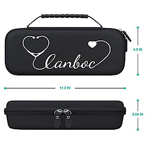 Canboc Stethoscope Case, Large Stethoscope Holder with ID Slot, Compatible with 3M Littmann Classic III, Lightweight II S.E., Cardiology IV Stethoscope, Mesh Bag fit Pen Light, Black+Black