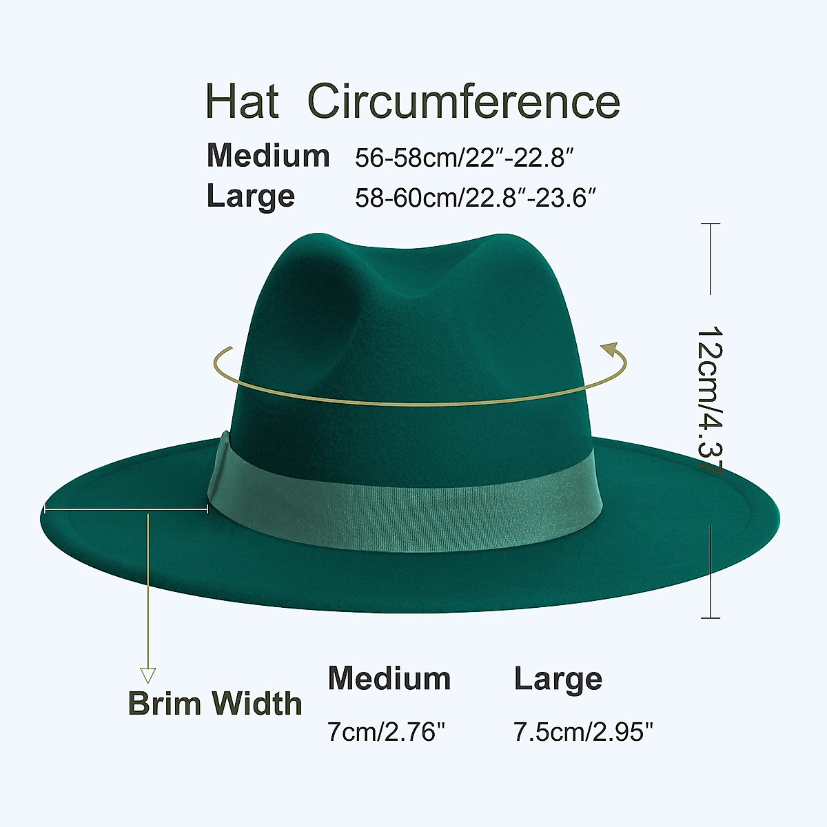 Wide Brim Fedora Hats for Women & Men Classic Dress Panama Hat Adjustable Felt Hat with Band