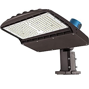 OSTEK 150W LED Parking Lot Lights with Dusk-to-Dawn Photocell, Outdoor Commercial Area Lighting Fixture 21000LM - Waterproof IP65 5000K LED Shoebox Light with Slip Fitter Mount 100-277V