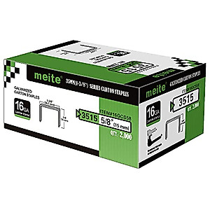 meite 16GCS58 16 Gauge 1-3/8" Crown 5/8" Length Copper Coated Carton Closing Staples for Pneumatic & Manual 2000 PCS/Box (1 Box)