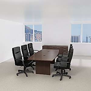 Bush Business Furniture 120" x 48" Boat Top Conference Table with Wood Base, Mocha Cherry