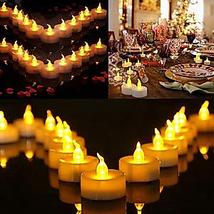 Tea Light, 150 Pack Flameless LED Tea Lights Candles Flickering Warm Yellow 200+ Hours Battery-Powered Tealight Candle. Ideal for Party, Wedding, Birthday, Gifts and Home Decoration (150 Pack)