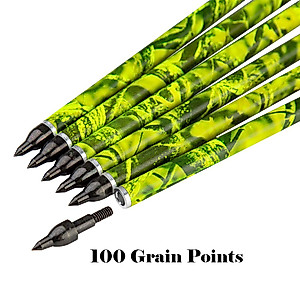 Pinals Archery Camo Crossbow Bolts 22 20 inch Carbon Hunting Arrows Crossbolt 12PCS Yellow 20"