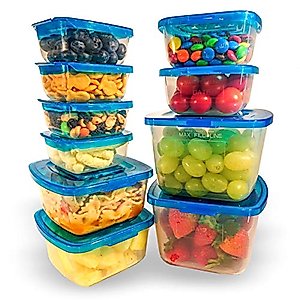Mr. Lid Premium Attached Storage Containers | Permanently Attached Plastic Lid, Never Lose | Space Saving (10 Piece Set)