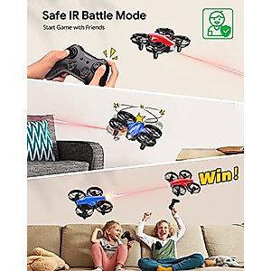 TOMZON 2 Pack A24 Drone for Kids with Battle Mode, Small RC Drone with Throw to Go, Kids Drone with Circle Fly, Self Spin, 3D Flip, 2-In-1 Quadcopter with Altitude Hold, Headless Mode, 4 Batteries