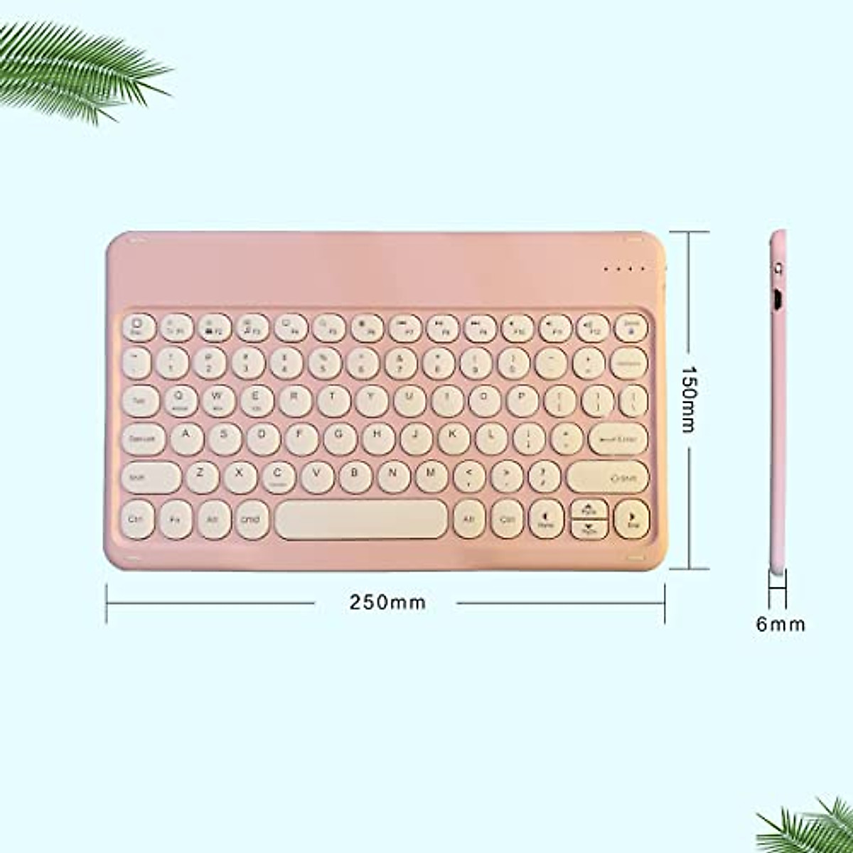 ElecMosWN Urtra Slim Bluetooth Keyboard for iPad Mac,Compact Rechargeable Wireless Keyboard for iPad,iPad Pro/Mini/Air,iPhone,MacBook,Windows Laptop Surface Pro Android Tablet Smartphone(Pink)