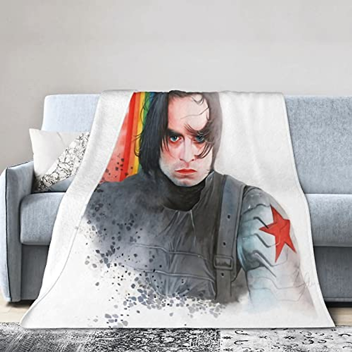 Sebastian Stan Ultra Soft Micro Fleece Blanket All Season Fuzzy Warm Throw Blanket for Sofa Chair Couch Bed