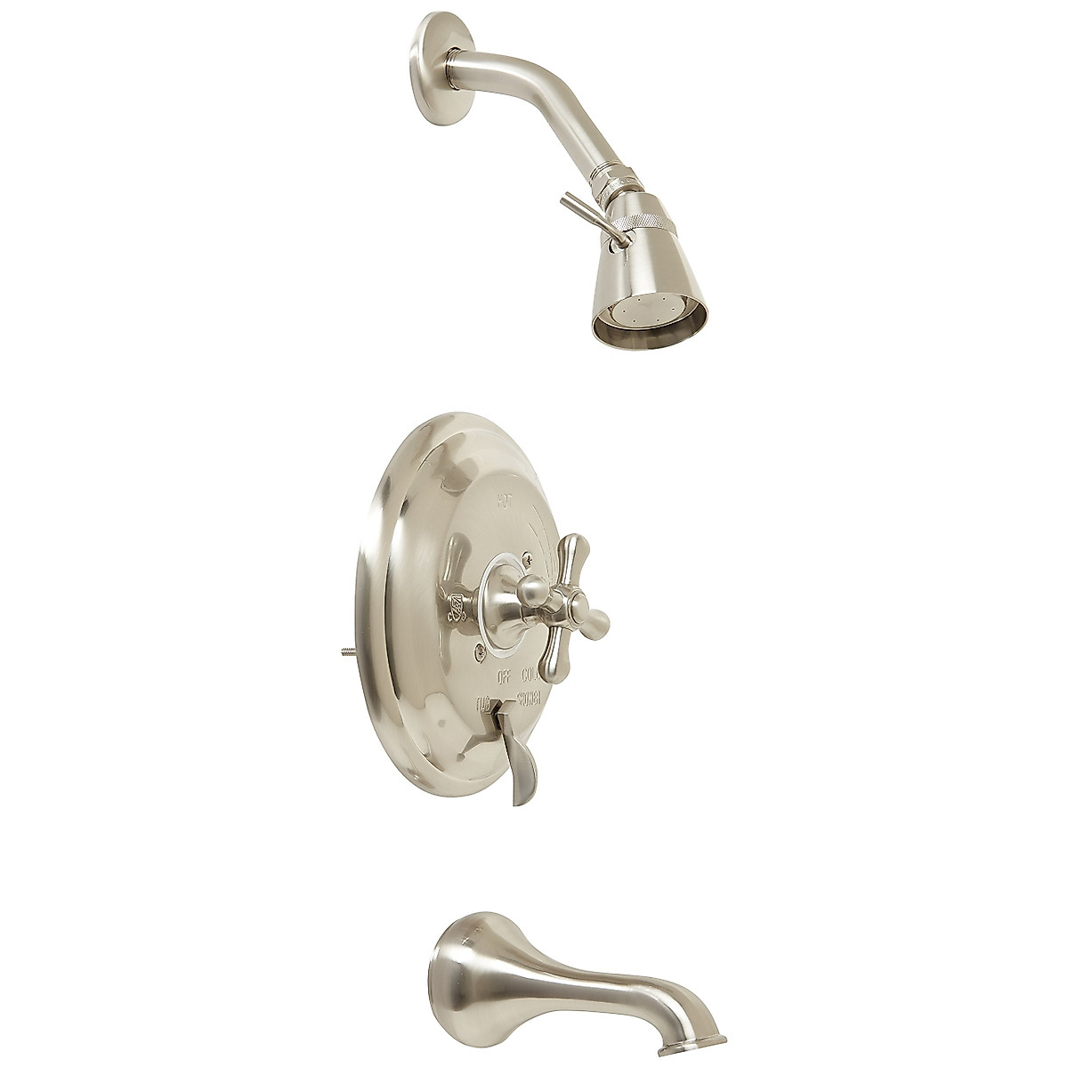 Elements of Design EB36380AX New Orleans Single Handle Tub & Shower Faucet, 7-1/2" Diameter Escutcheon, Brushed Nickel