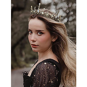 SWEETV Crystal Baroque Queen Crown - Vintage Princess Tiara, Wedding Prom Hallloween Opal Costume Hair Accessories for Women and Girls, Penelope