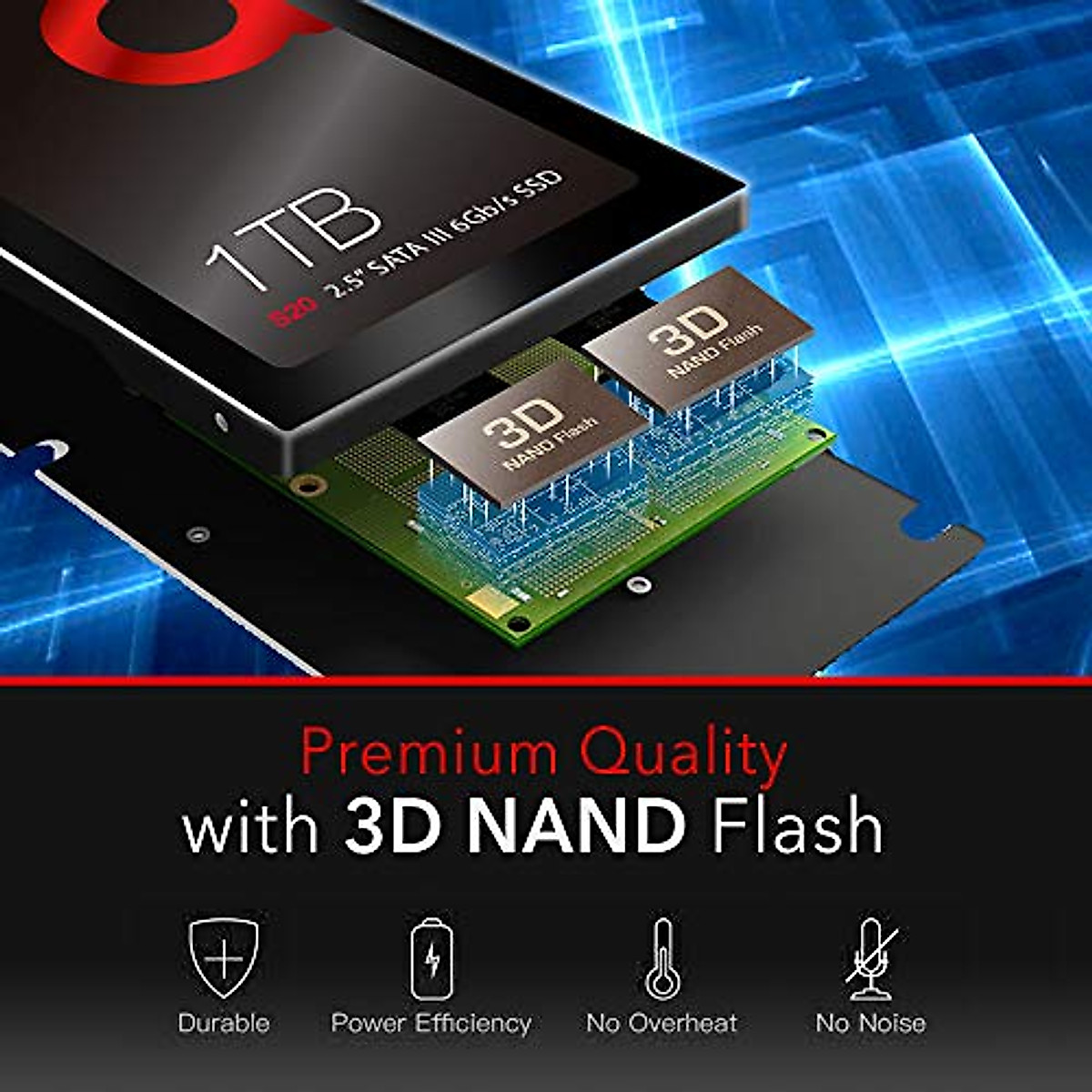 Addlink S20 1TB PS4 Compatible SATA III 2.5" Inch Extreme Quality Internal SSD 500MB/s Maximum Speed, Perfect HDD Replacement/Upgrade for Laptops, PCs & Sony PS4 (ad1TBS20S3S)