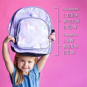 Wildkin 12 Inch Kids Backpack Bundle with Water Bottle (Unicorn)