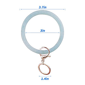 YBB 5 Pcs Silicone Wrist Keychain Bracelets, Shiny Bangle Keyring Large Circle Keychain Holder for Women Girls Christmas Valentine's Day Gift