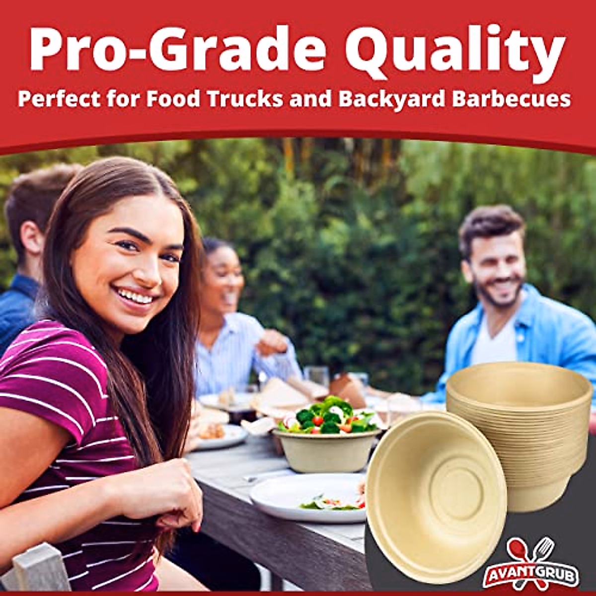 Leak-Proof, Compostable 11.5 oz Disposable Bowls 50 Pk. Sturdy, Eco Friendly, Microwave Safe Sugarcane Containers for Dinner or Dessert. Small Serving Bowl for Hot Soup, Salad, Snacks