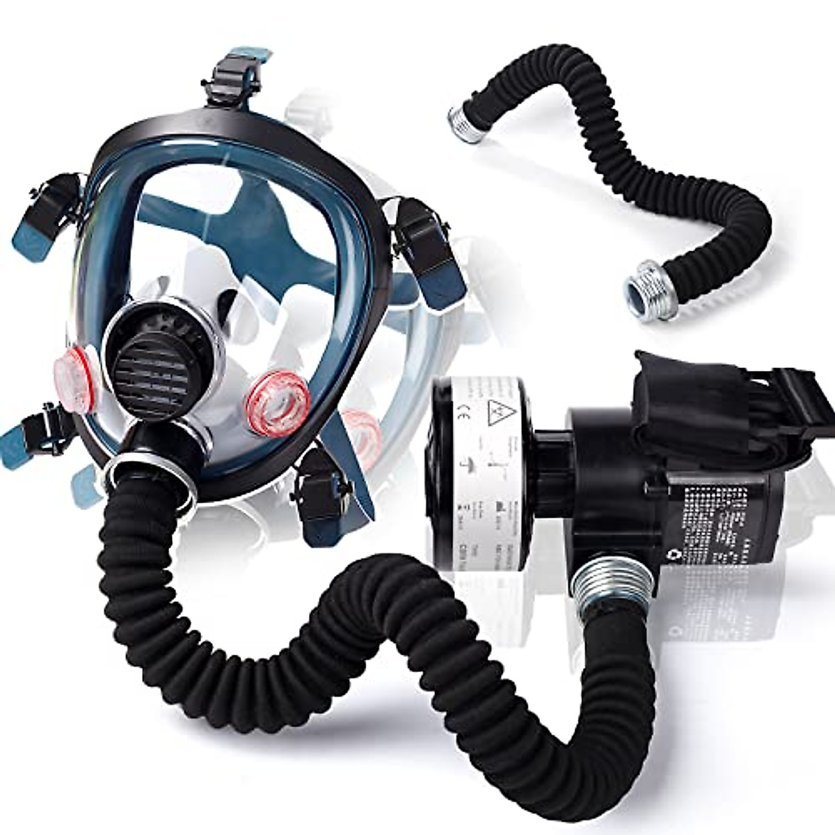 HANUU Reusable PAPR Respirator, Portable PAPR Respirator System with 40mm Activated Carbon Filter, Powered Air Purifying Respirator, Gas Mask for Gases, Dust, Vapors, Chemicals, Paint, Spray