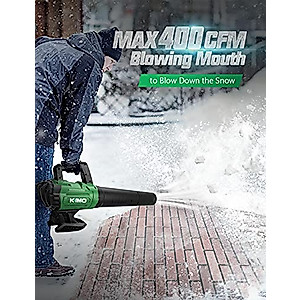 KIMO Cordless Leaf Blower - 400CFM Battery-Powered Blower for Blowing Wet Leaves, Snow Debris and Dust, 20V Electric Leaf Blower with Battery ＆ Charger for Lawn Care Garden Yard Work Around The House