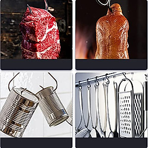 YMXDYM 10 Inch Meat Hooks for Butcher,Heavy Duty Stainless Steel Meat Hooks for Hanging Beef, for Smoker Hot and Cold Smoking,Bacon Hams Duck Turkey, Chicken Hunting Smoking Ribs 6 Pack