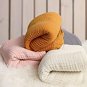 Migaloo Muslin Blankets, Baby Toddler Quilt, 4 Layers, 100 Cotton Stroller Blanket, Hypoallergenic,Super-Soft,Breathable and Lightweight Swaddle,Nursery & Crib Blanket, Large (47 X 35 h)