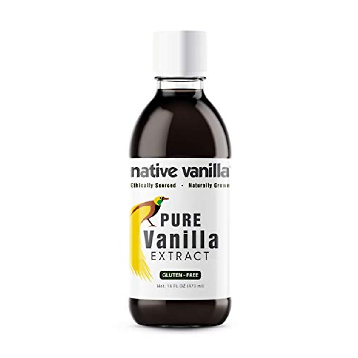 16 oz Pure Vanilla Extract - 100% Real Vanilla Extract - Made from Grade B Vanilla Beans - For Cooking, Drinks & Desserts - 100% Vegan, Sugar Free & Kosher - Non-GMO & Gluten-Free - Native Vanilla