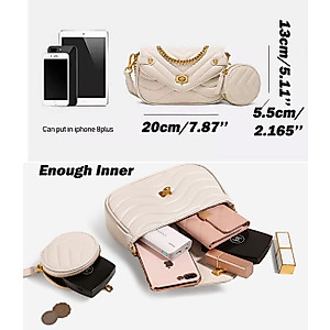 YXBQueen Small Crossbody Hobo Handbags for Women Chain Strap Purse, Multipurpose Shoulder Bag White Purses for Women with Detachable Coin Pouch