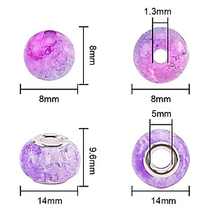 DSFEOIGY Crackle Beads Kit Lampwork Acrylic Round Spacer Loose Set for Handcrafted DIY Beading Bracelet Jewelry Making Crafts