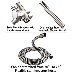 G-Promise All Metal Dual Shower Head Combo | 8" Rainfall Shower Head, Handheld Shower Wand | Smooth 3-way Diverter | with Adjustable Extender - An Upgrade of Shower Experience(Brushed Nickel)