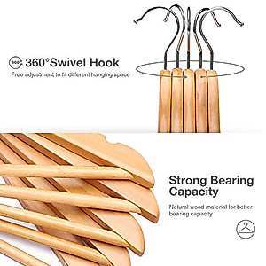 HOUSE DAY Wooden Baby Hangers for Closet 20 Pack, Kids Wooden Hangers Baby Clothes Hangers, 360° Swivel Hook Heavy Duty Toddler Hangers Baby Coat Hangers for Suits, Pants and Jackets, Natural