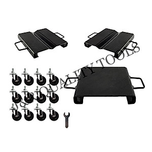 VCT PRO #01131 3Pc 1500lb Capacity Heavy Duty V-Slide Anti-slip Rubber Pads Snowmobile Dolly Set