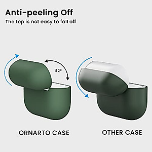 ORNARTO Compatible with AirPods Pro Case, Protective Liquid Silicone Case for AirPods Pro 2019 Soft Skin Front LED Visible Silicone Case, Green