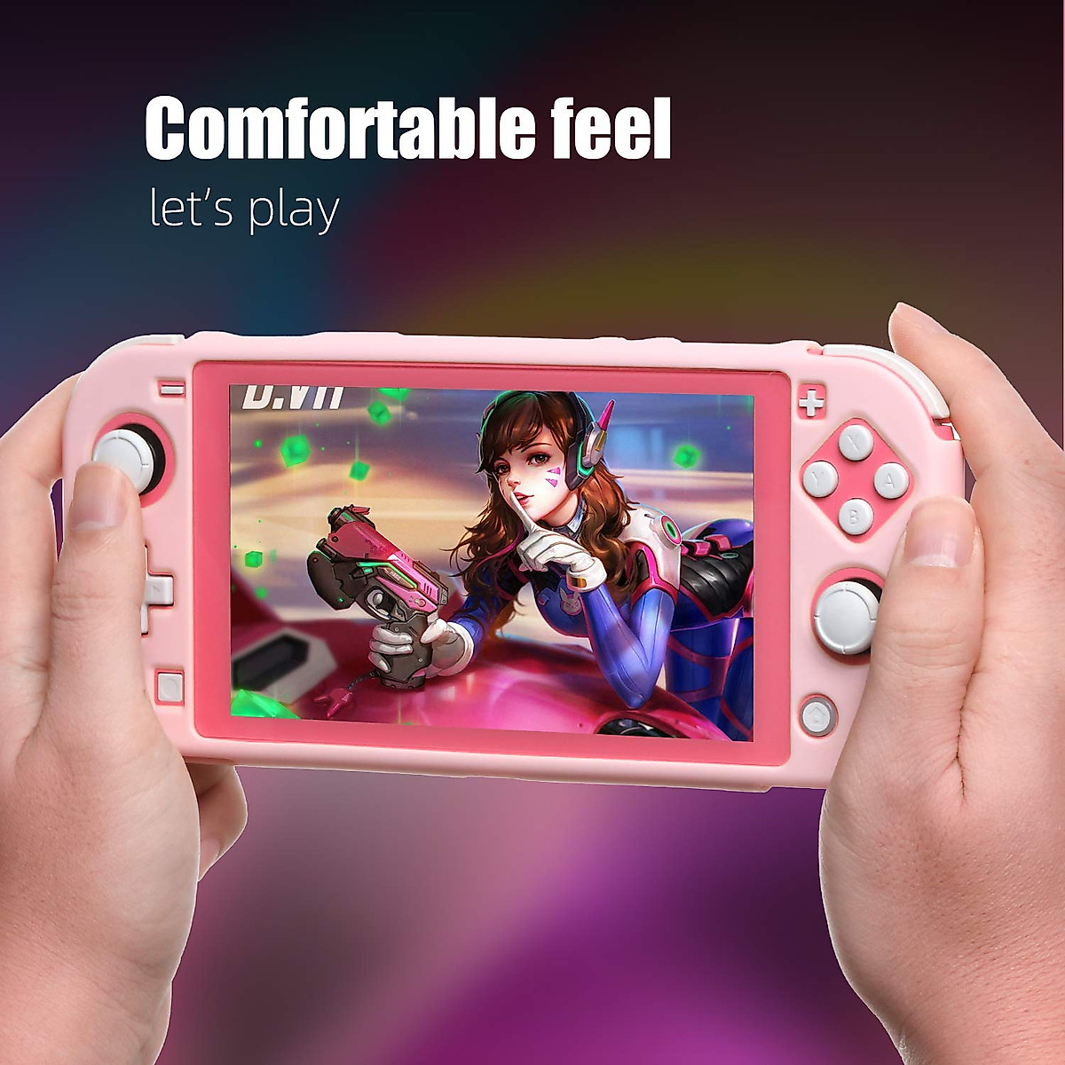 ECHZOVE Comfort Grip Case for Nintendo Switch lite, Protective Hard Case for Nintendo Switch lite - Pink