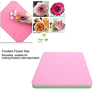 AUNMAS Fondant Foam Pad, Rectangular Fondant Cake Sponge Pad Mat with 5 Holes for Cake Decoration, DIY Paste/Sugar Flower/Gum/Chocolate/Clay Modelling Tools Drying Tray, Pink Green