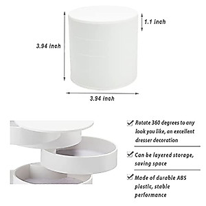 HengLiSam Jewelry Organizer, Small Jewelry Box Earring Holder for Women, Jewelry Storage Box 4-Layer Rotatable Jewelry Accessory Storage Tray with Lid for Rings Bracelets