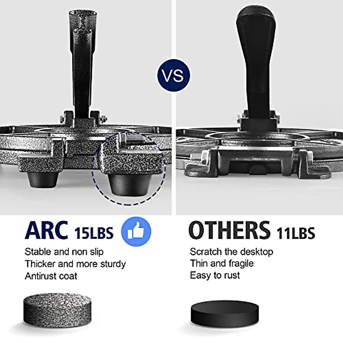 ARC Tortilla Press 10.4 inch, Cast Iron Tortilla Maker, Heavy Duty Tortillera Pataconera, Flour Tortilla Press, Roti Maker, Taco Maker, Taco Press, Black Gray