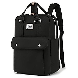 FUXINGYAO Women Laptop Backpack, Durable Travel backpack with Headphone Cable Hole, Anti Theft Backpack for Fits 15.6 Inch Notebook,Black