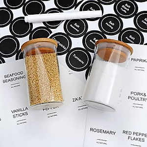 Datttcc 25 Pack Glass Spice Jars with Bamboo Lids-3.3 OZ Spice Jars with Labels and Chalk Marker-Small Food Storage Airtight Canister Sets for Spice Rack, Cabinet, Drawer,Kitchen Pantry Organization