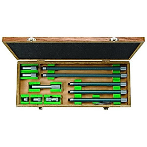 Mitutoyo 137-210 Tubular Vernier Inside Micrometer, Extension Rod Type, Carbide Tipped Face, 50-1500mm Range, 0.01mm Graduation, +/-0.043mm Accuracy, 10 pcs Extension Rods