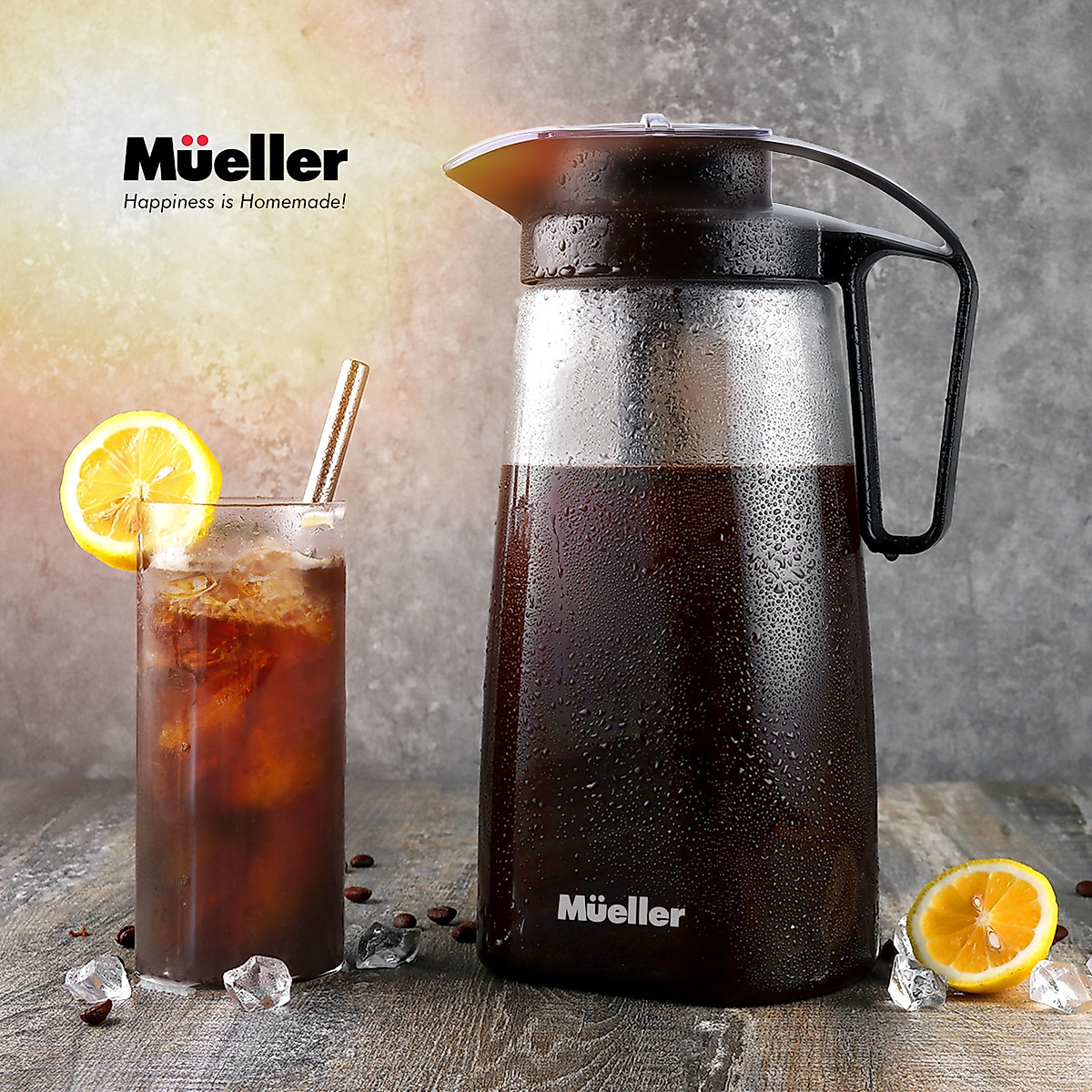 Mueller Cold Brew Coffee Maker, 2-Quart Heavy-Duty Tritan Pitcher, Iced Coffee Maker and Tea Brewer