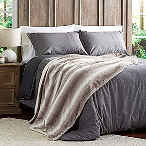 Faux Fur Throw Blanket- Luxurious, Soft, Hypoallergenic Faux Rabbit Fur Blanket with Sherpa Back for Couch, Bed, Decor, 60”x70” by LHC (Cream Beige)