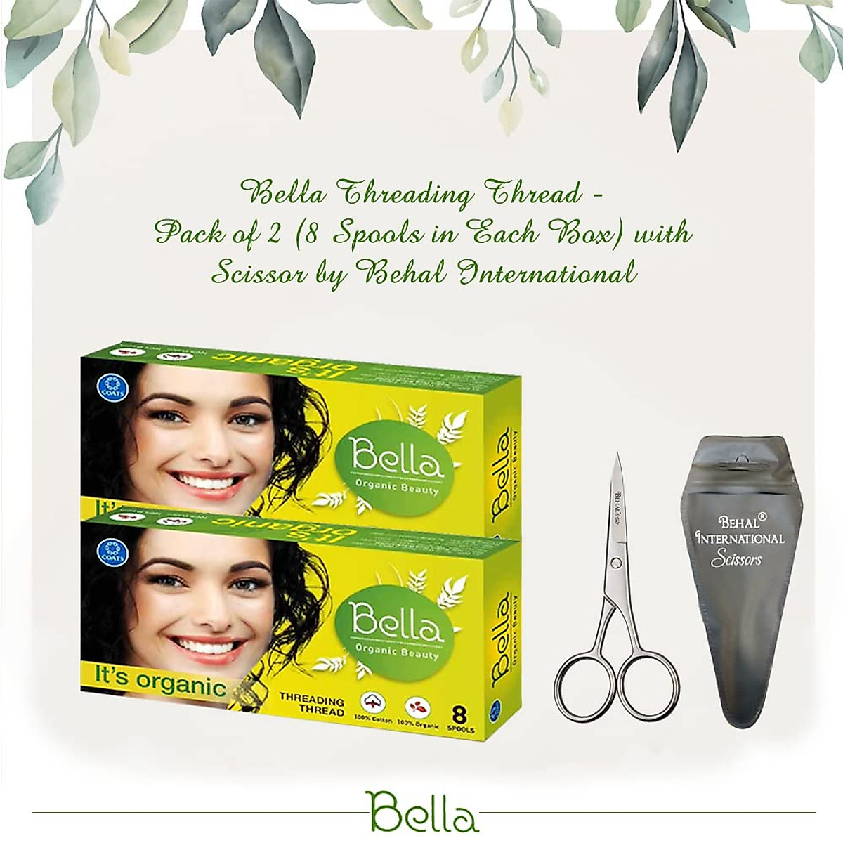 Bella Threading Thread - Pack of 2 (8 Spools in Each Box) with Scissor by Behal International