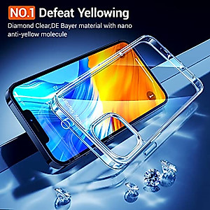 𝟐𝟎𝟐𝟐 𝗨𝗽𝗴𝗿𝗮𝗱𝗲𝗱 TORRAS Diamond Clear iPhone 12 Case/iPhone 12 Pro Case [NO.1 Anti Yellow] [5.0 X-Shock Patent Military Grade Protective] Shockproof Hard Back Slim iPhone 12 Phone Case, Clear