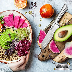 Santoku Knife, 6.5Inch - Damashiro by Cuisine::pro - Perfect for Slicing, Dicing and Mincing - Crafted from Japanese Steel