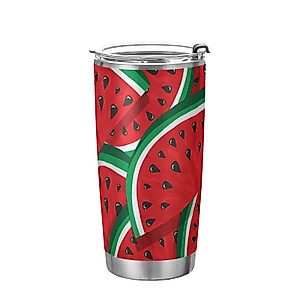 Yasala Tumbler Green Red Watermelon Insulated Office Coffee Cup Back to School Beverage Container Travel Mug with Straw and Lid Double Wall Stainless Steel 20oz