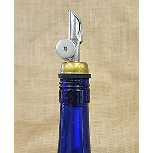 Set of 2 Stainless Steel / Gold Weighted Olive Oil Pourer with Flap w/Signature Picks