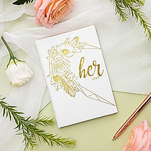 COFICE Vow Books for Wedding, His and Hers Marriage Vows to Remember Renewal Brides Journal, Leather Hardcover Booklet Keepsake, Bridal Shower Gift, Set of 2,White & Navy Blue