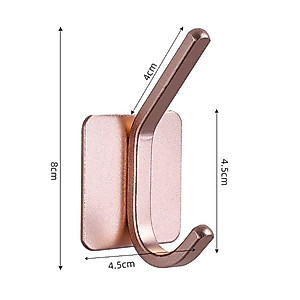 napkery 4 PCS Adhesive Towel Hooks, Rose Gold Heavy Duty Space Aluminum Towel Hanger Waterproof Rustproof Sticky Robe Hook Wall Hooks for Bathroom Kitchen